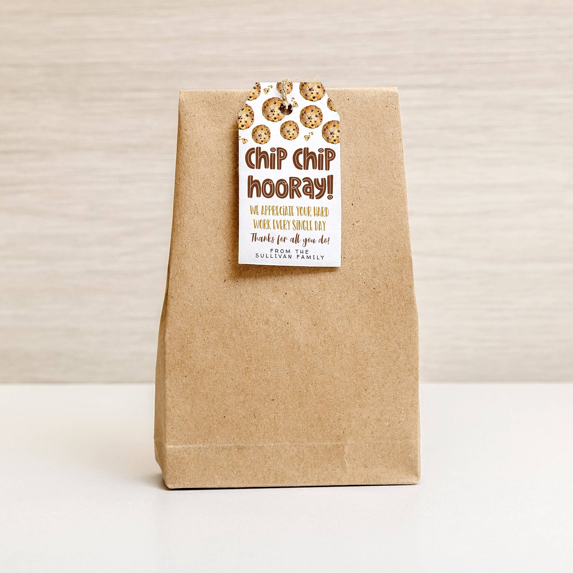 Chip Chip Hooray Appreciation Tag Template, Printable Chocolate Chip ...
