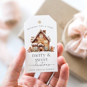 Gingerbread House Gift Tag Template, Printable Holiday Favor Tag ...