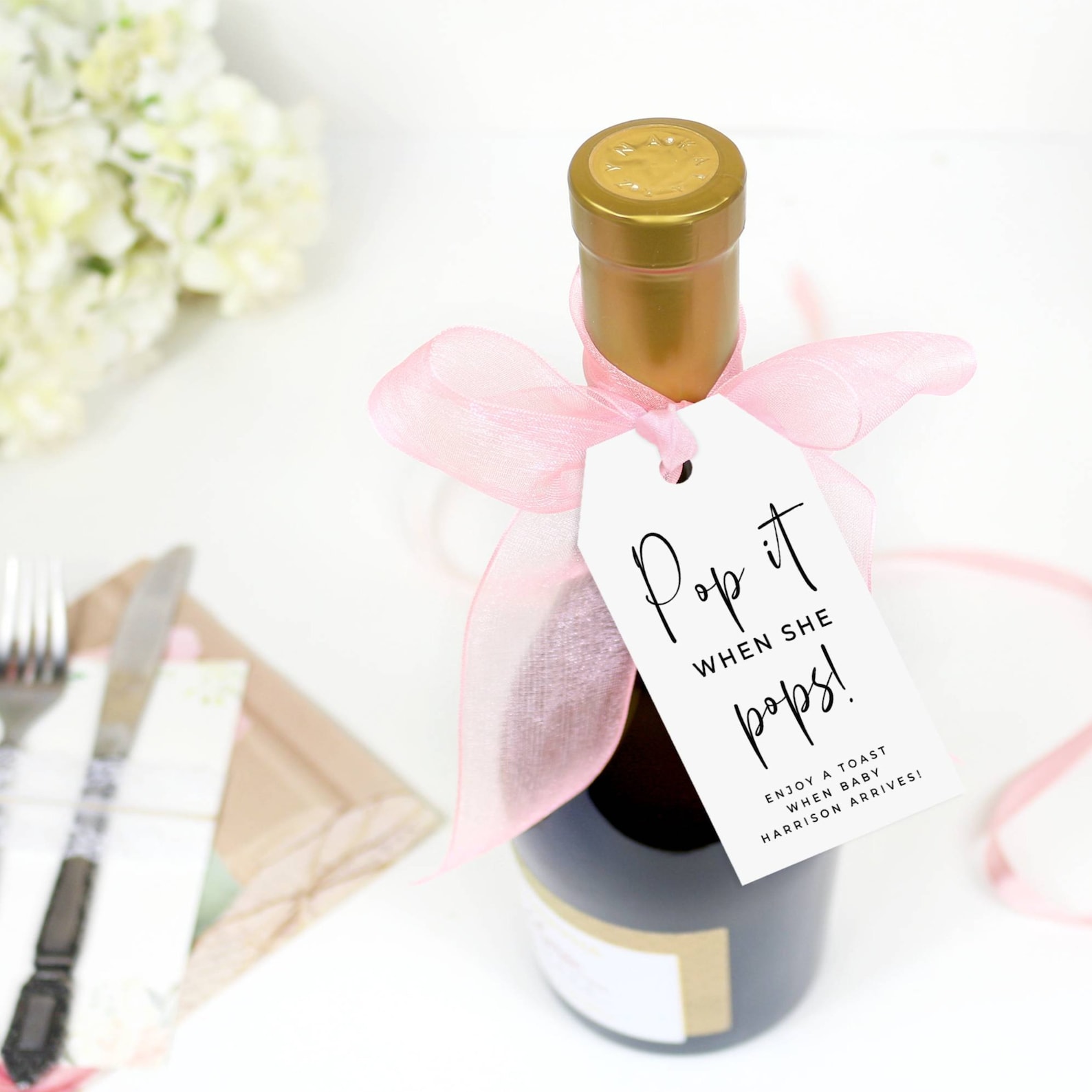 Pop It When She Pops Favor Tag Template, Printable Modern Baby Shower ...