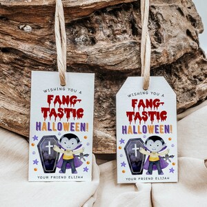 Fang-tastic Halloween Favor Tag Template, Printable Vampire Bat Coffin ...