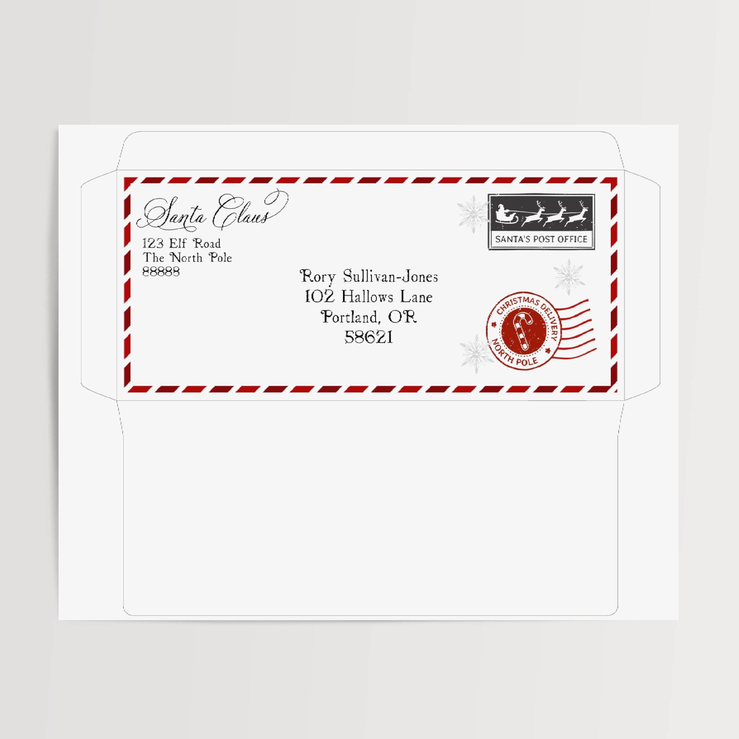 Editable Letter From Santa Envelope Template, Printable North Pole Mail ...