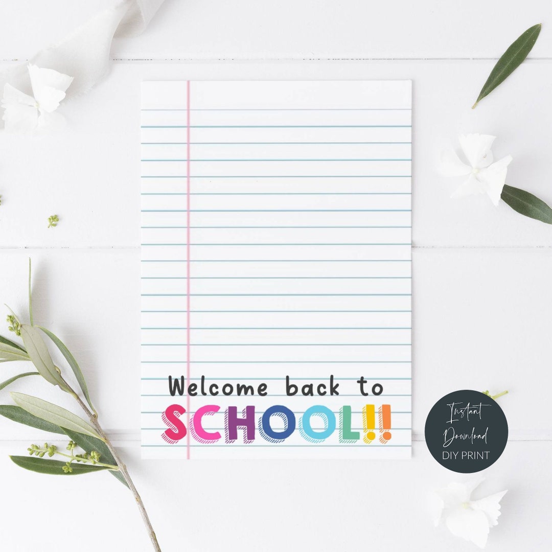 Printable Welcome Back to School Lined Paper Mini Cookie Card, First ...