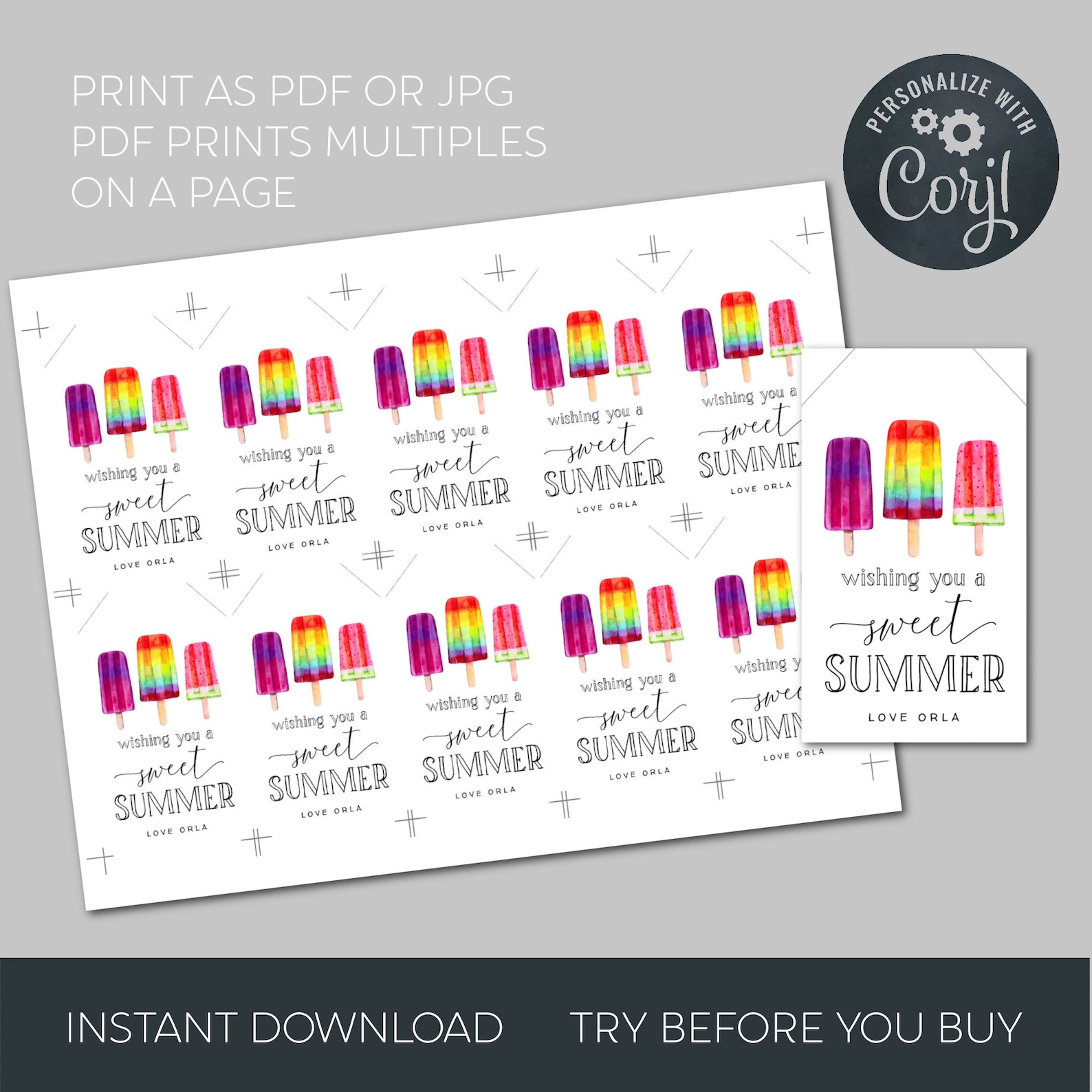 Have A Sweet Summer Gift Tag Template, Printable End of School Favor ...