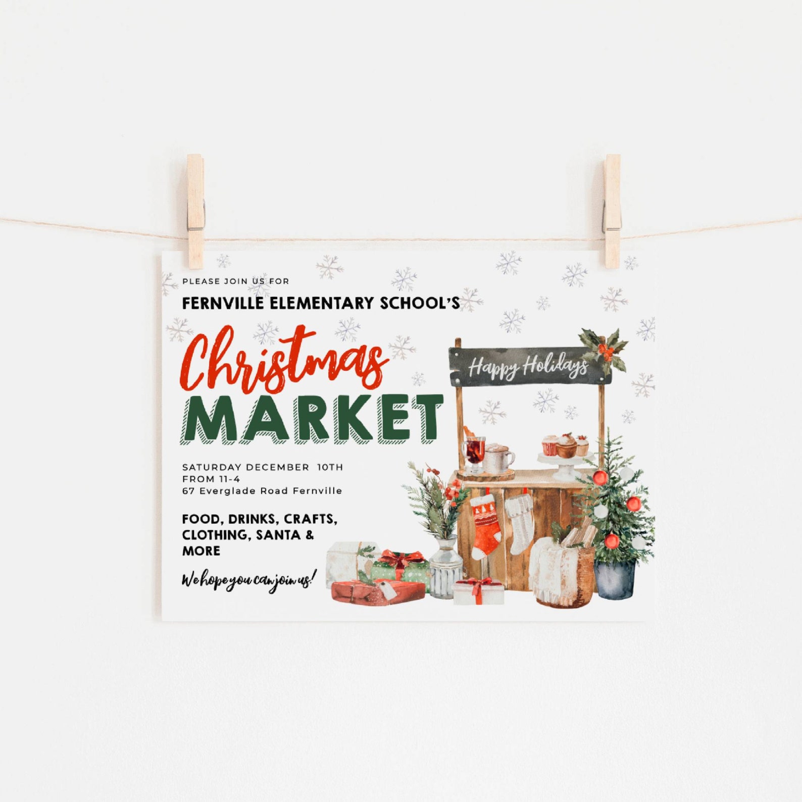 Editable Christmas Market Flyer Template Printable Holiday - Etsy