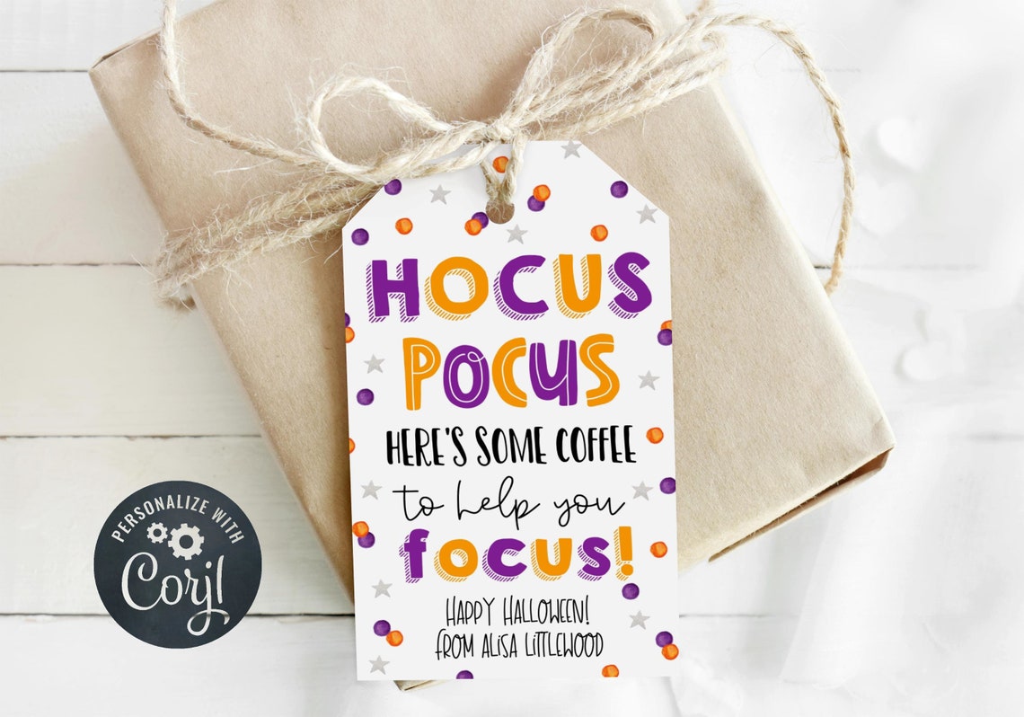Halloween Coffee Gift Tag Template Printable Hocus Pocus - Etsy