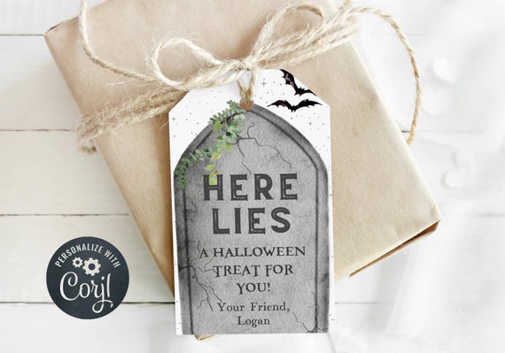 Tombstone Halloween Gift Tag Template Printable Gravestone - Etsy