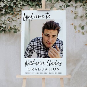 Modern Graduation Photo Welcome Sign Template, Printable Minimalist ...