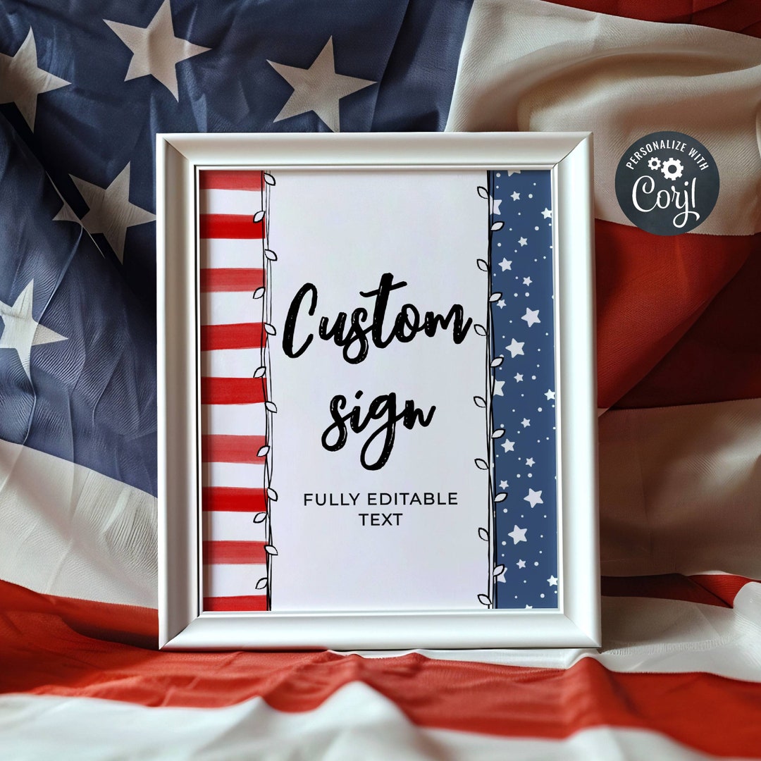 4th of July Party Custom Sign Template, Printable Unlimited Table Signs ...