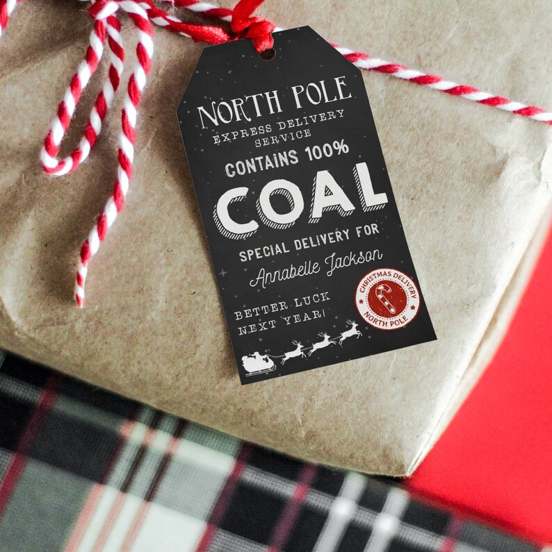 Editable Christmas Coal Gift Tag Template Printable North - Etsy