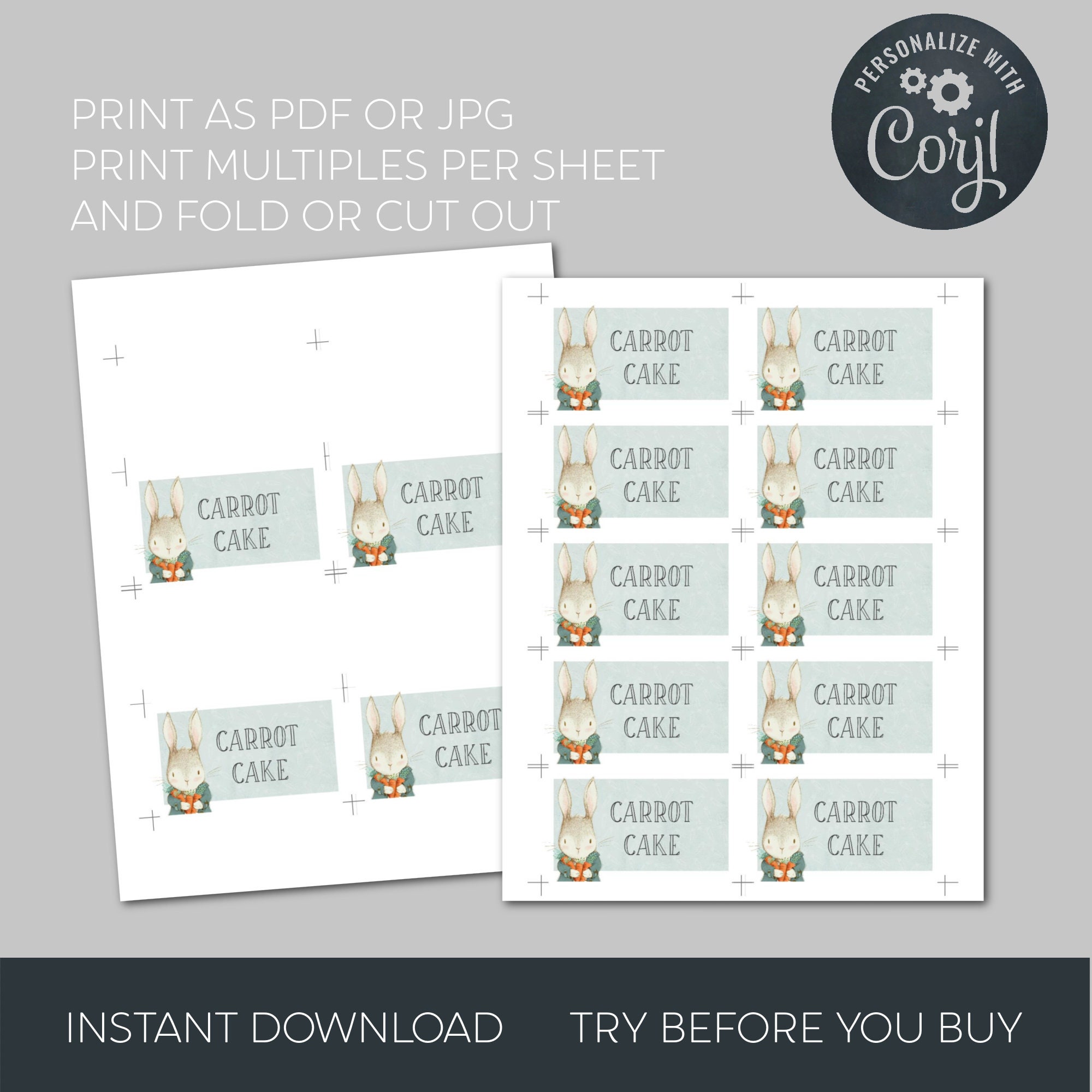 Editable Easter Food Label Template Printable Easter Bunny | Etsy