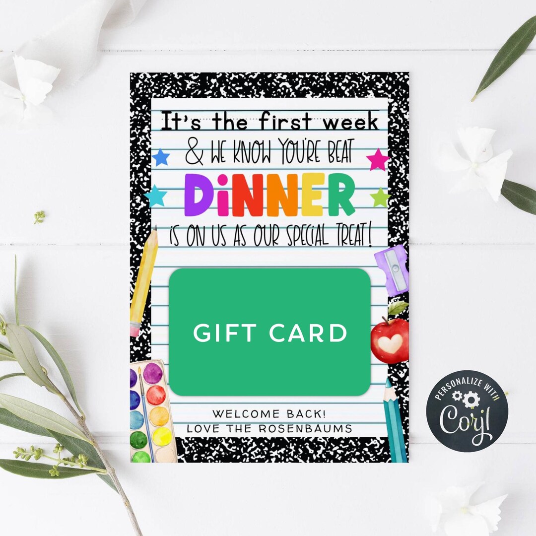 Back to School Dinner is on Us Gift Card Holder Template, Printable ...