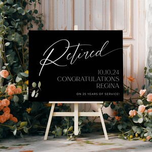 Modern Black Retirement Party Welcome Sign Template, Printable Minimal ...