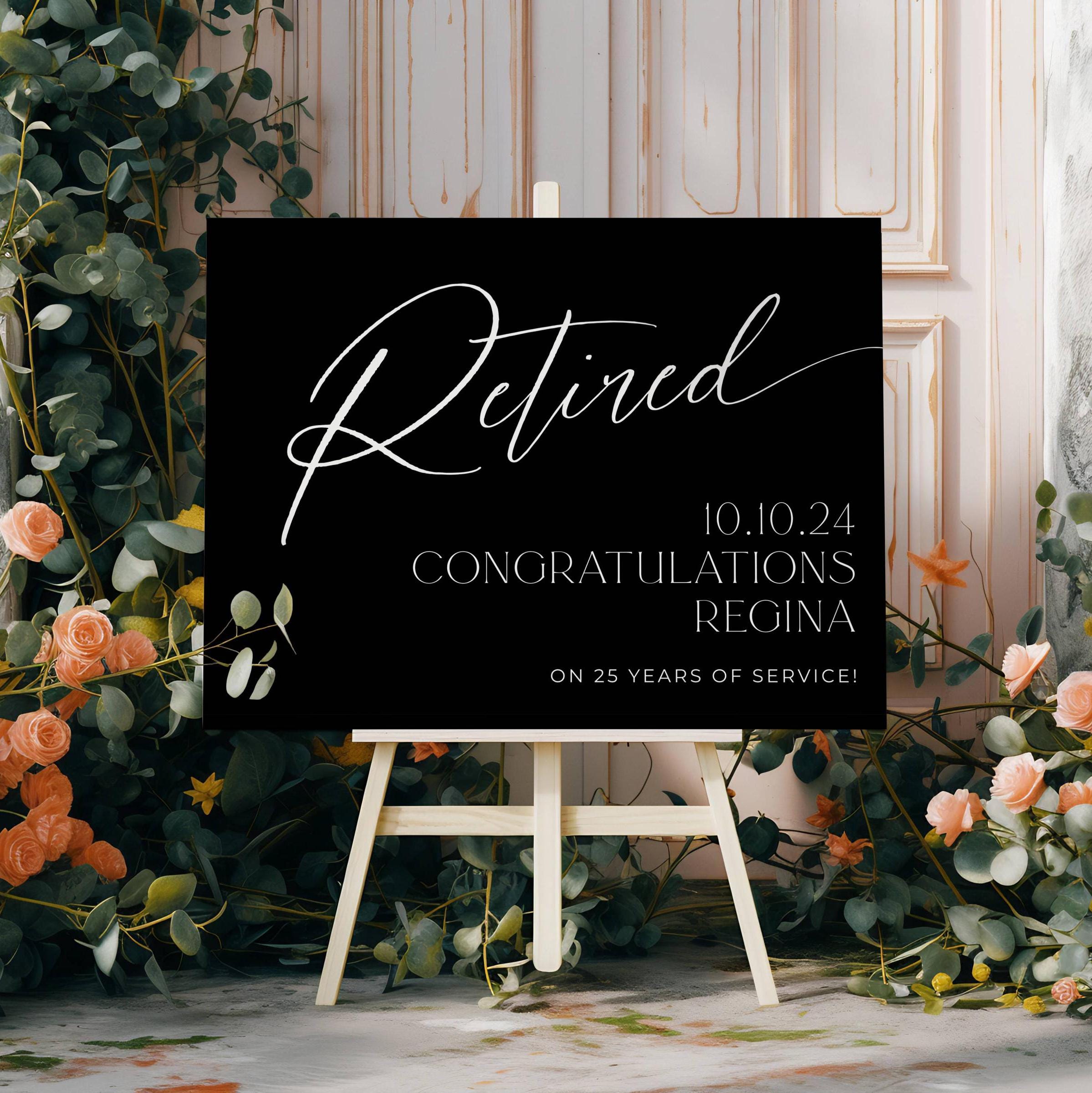 Modern Black Retirement Party Welcome Sign Template, Printable Minimal ...