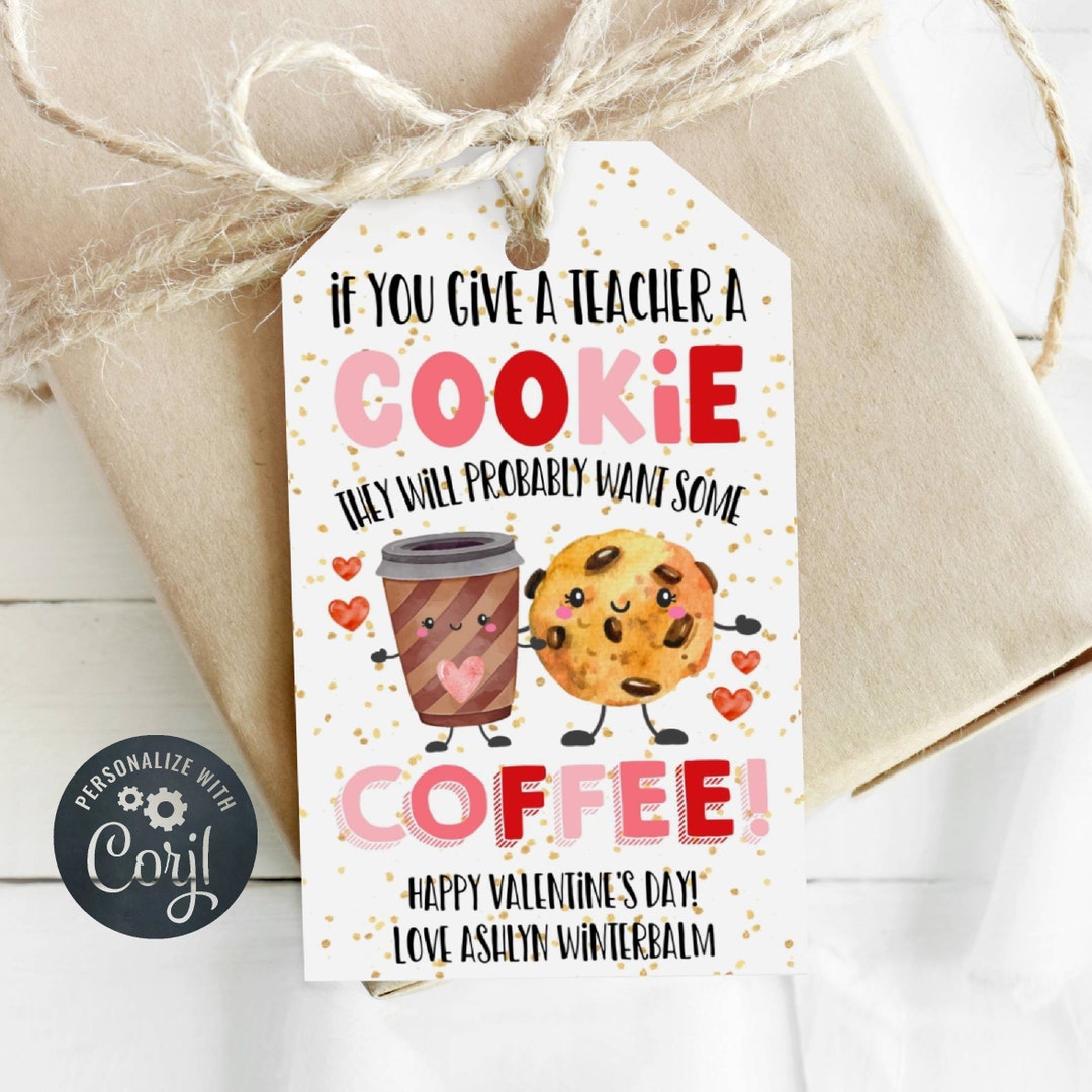 Valentine's Day Teacher Gift Tag Template, Printable Valentine Teacher ...