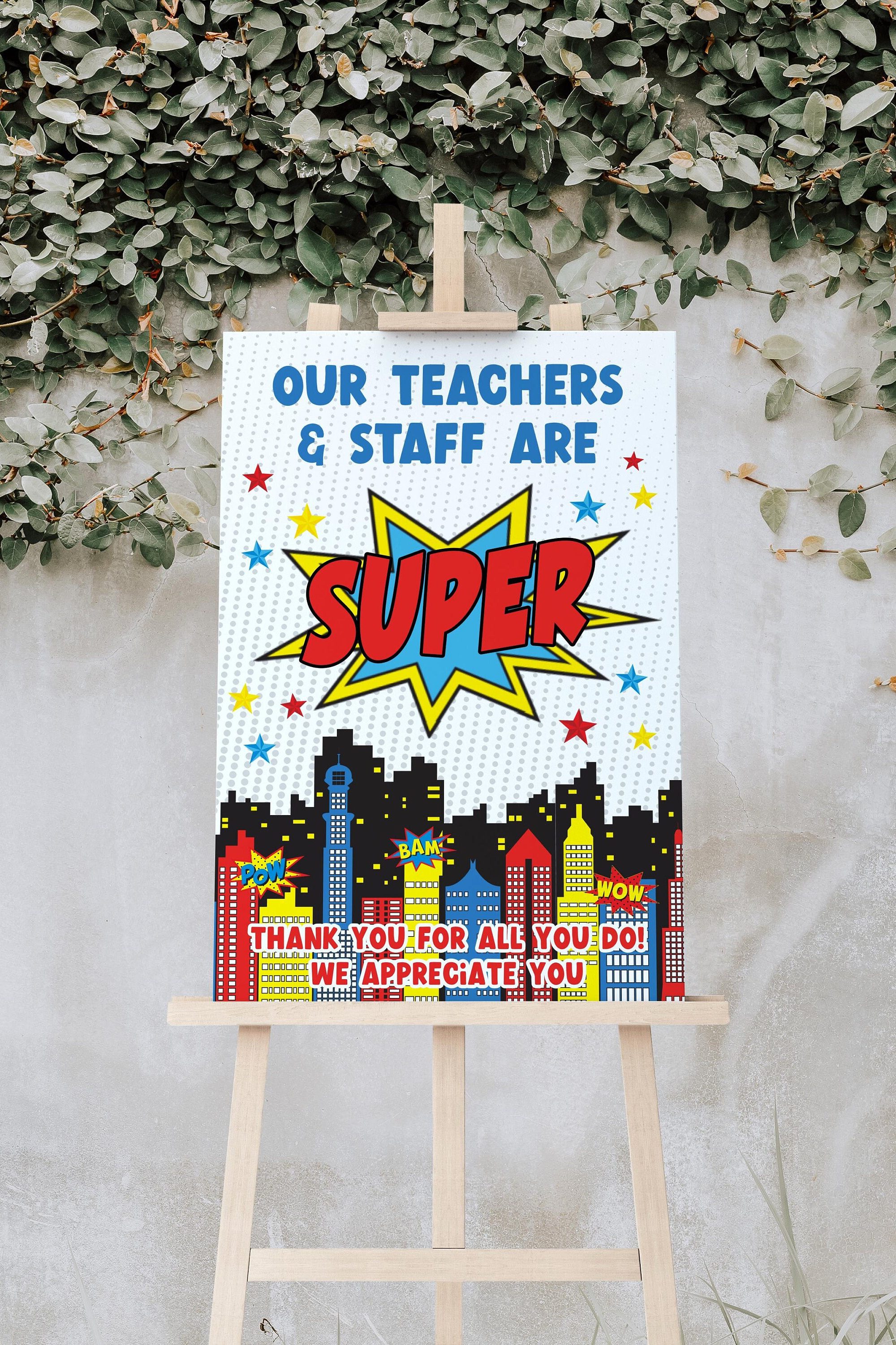 Superhero Teacher Appreciation Poster Template, Printable Our Teachers ...