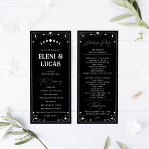 Tarot Card Wedding Program Template, Printable Gothic Halloween Order ...
