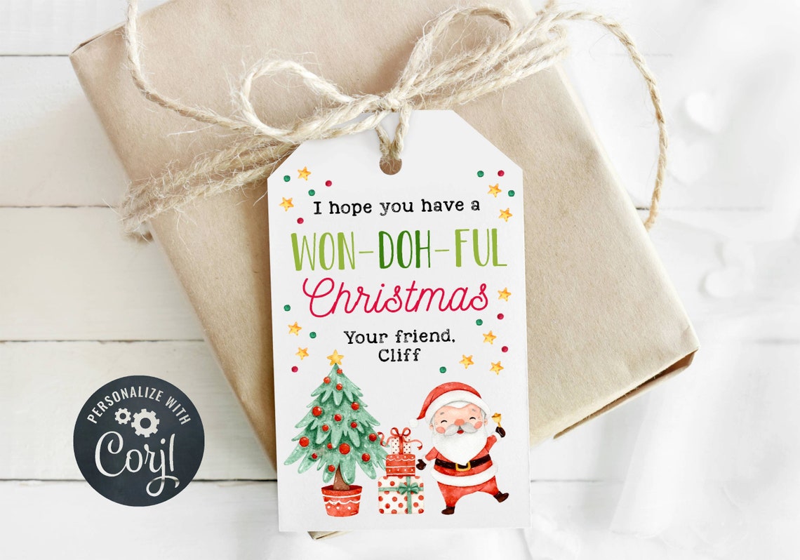 Won-doh-ful Christmas Gift Tag Template Printable Classroom | Etsy