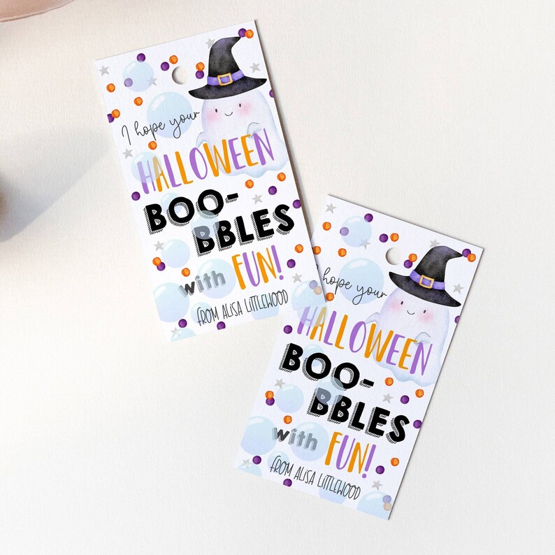 Halloween Bubbles Gift Tag Template, Printable Boo-bbles Favor Tags ...