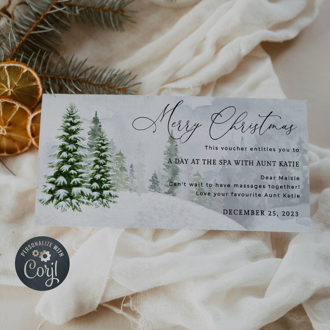 Christmas Gift Certificate Template, Printable Christmas Voucher ...