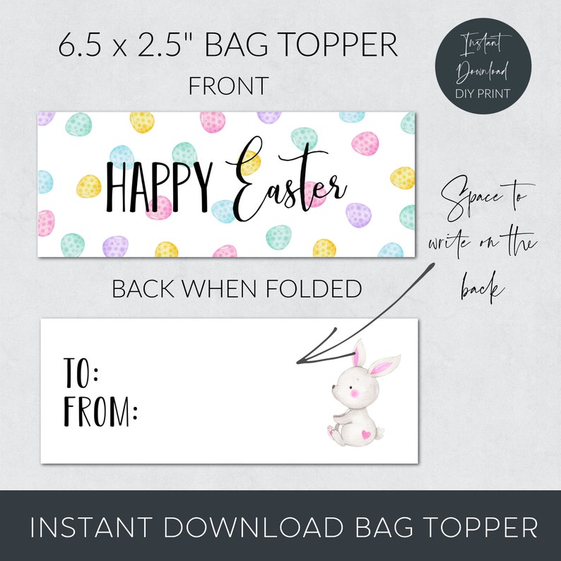 Printable Easter Treat Bag Toppers Happy Easter Bunny Eggs - Etsy