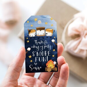 S'more Birthday Party Favor Tag Template, Printable Backyard Bonfire ...