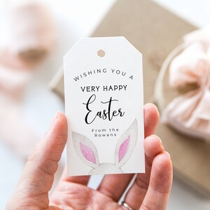 Happy Easter Gift Tag Template, Printable Bunny Ears Easter Basket ...