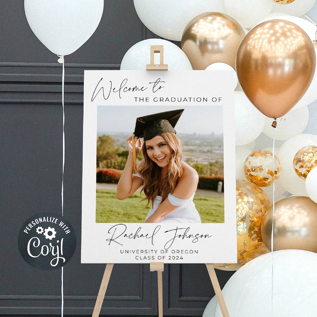 Graduation Party Photo Welcome Sign Template, Printable Modern Minimal ...