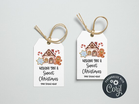 Sweet Christmas Gift Tag Template Printable Holiday Favor | Etsy