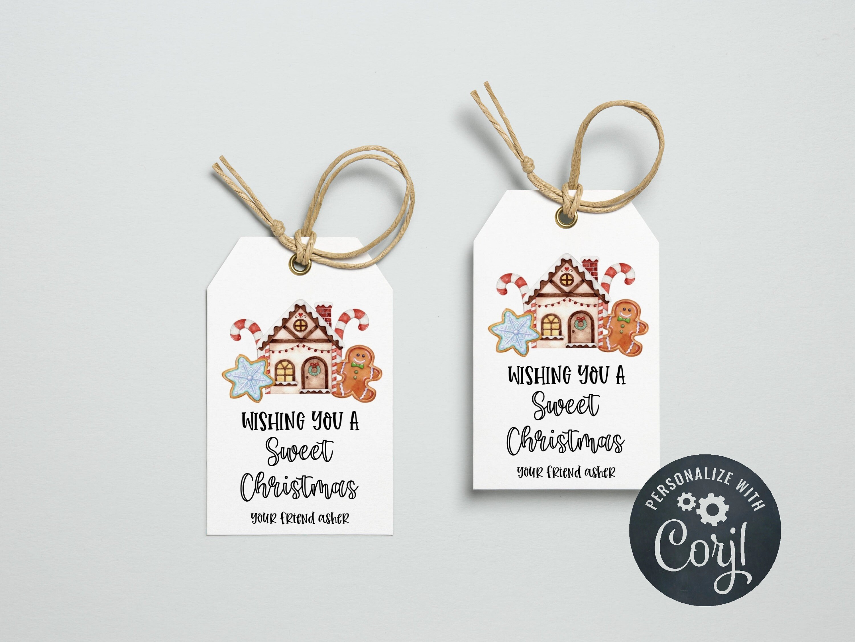 Sweet Christmas Gift Tag Template Printable Holiday Favor | Etsy
