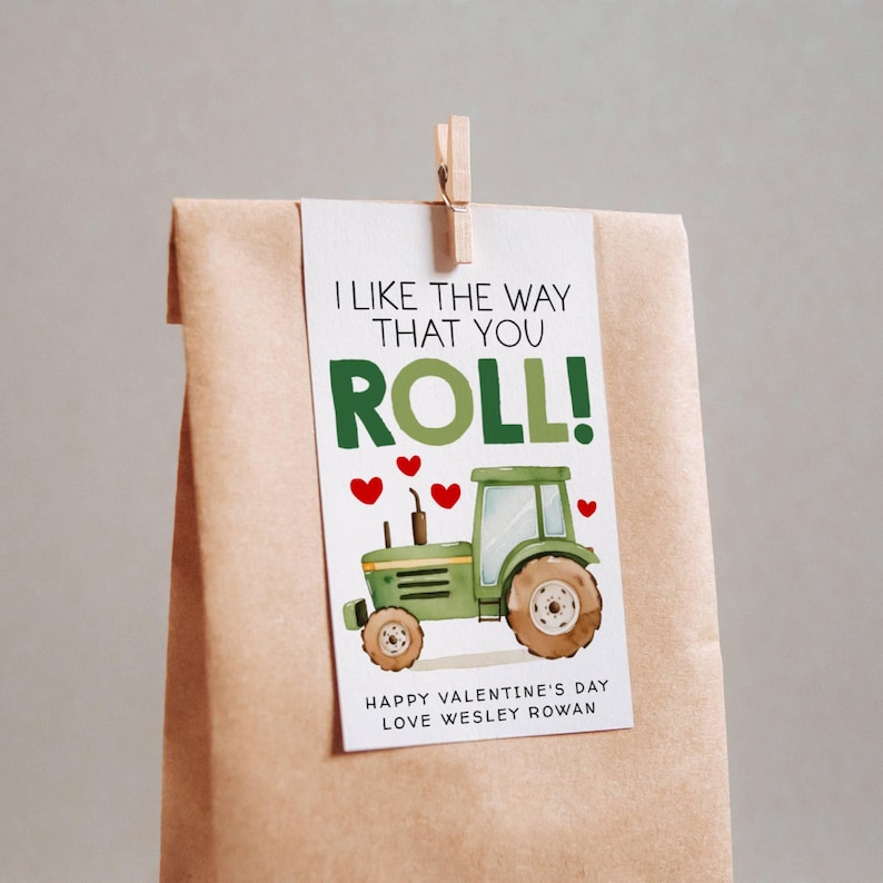 Tractor Valentine's Day Gift Tag Template, Printable I Like the Way You ...