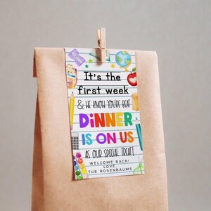 Dinner is on Us Teacher Appreciation Gift Tag Template, Printable First ...