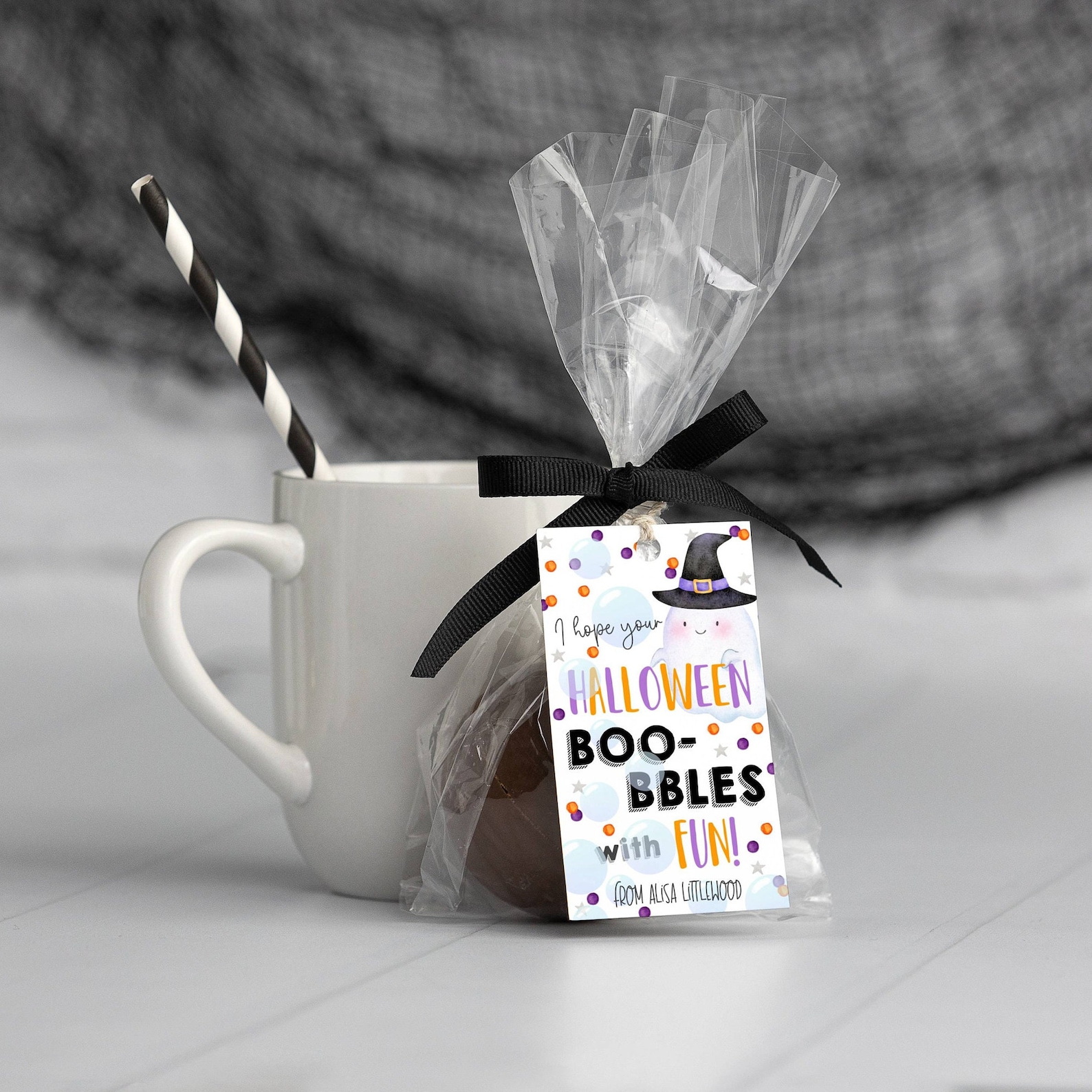 Halloween Bubbles Gift Tag Template Printable Boo-bbles Favor - Etsy