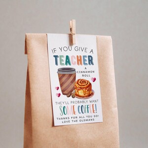 Teacher Appreciation Cinnamon Roll Gift Tag Template, Printable Teacher ...