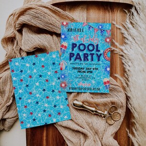 4th of July Pool Party Invitation Template, Printable July Fourth ...