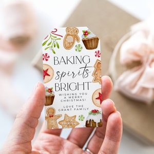 Baking Spirits Bright Christmas Gift Tag Template, Printable Holiday ...