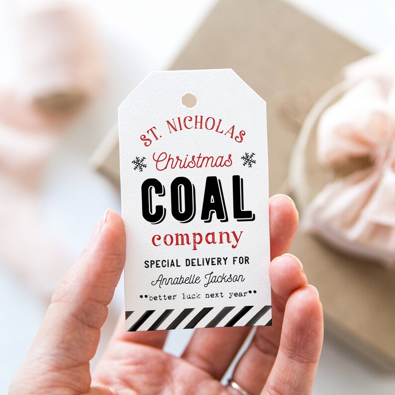 Editable Coal Christmas Gift Tag Template, Printable Christmas Coal ...