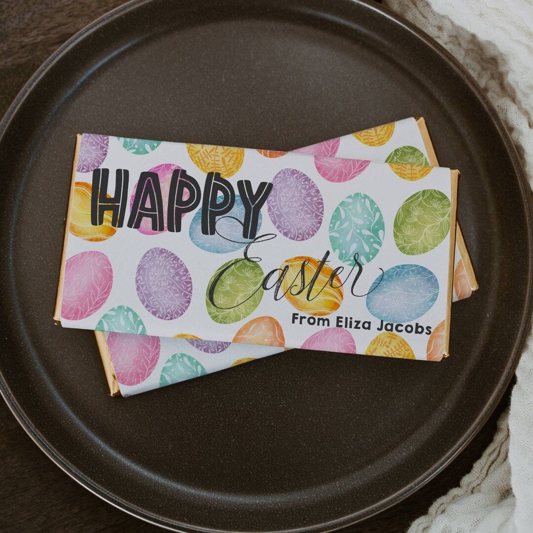 Easter Chocolate Bar Wrapper Template, Printable Rainbow Pastel Easter ...