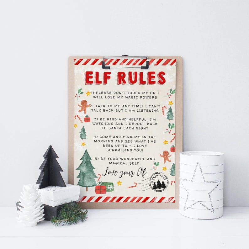 Elf Rules Sign Template, Printable Christmas Elf Arrival Letter ...