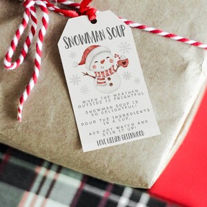 Snowman Soup Christmas Gift Tag Template, Printable Holiday Favor Tag ...