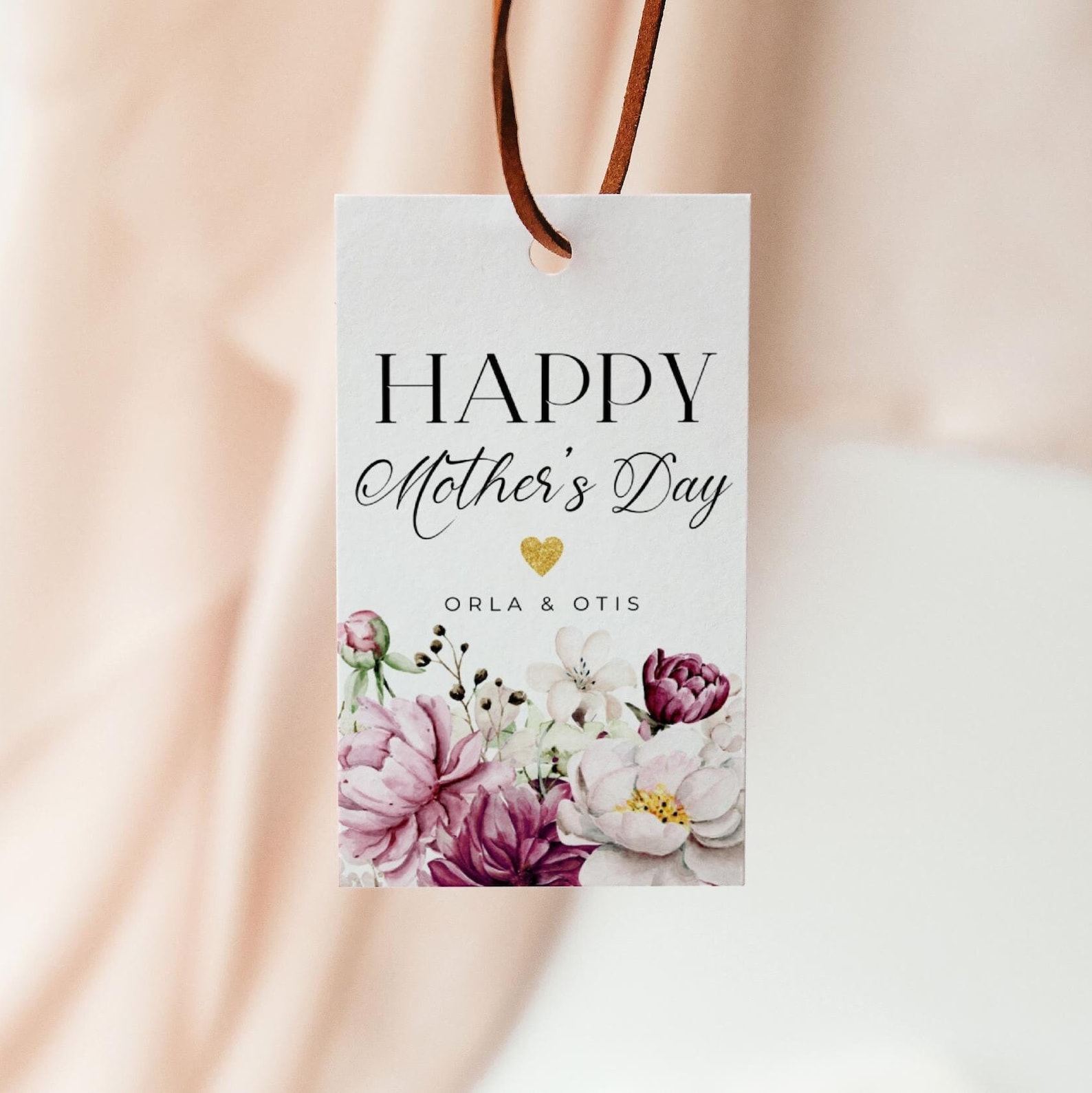 Floral Mother's Day Gift Tag Template, Printable Peonies Mothers Day ...