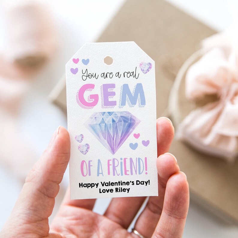 Gem Valentine's Day Gift Tag Template, Printable Ring Pop Valentine ...