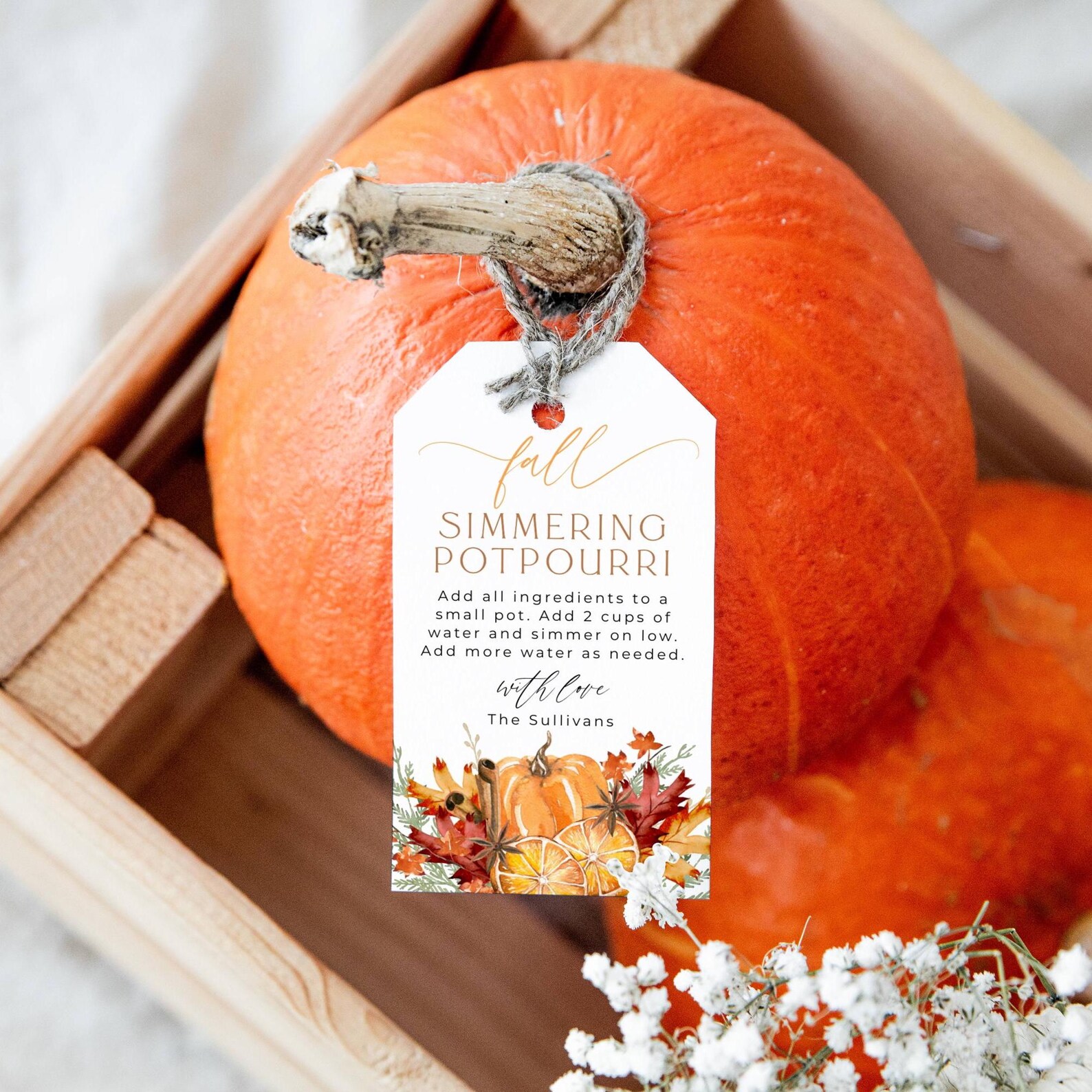 Fall Simmering Potpourri Gift Tag Template, Printable Autumn Stovetop ...