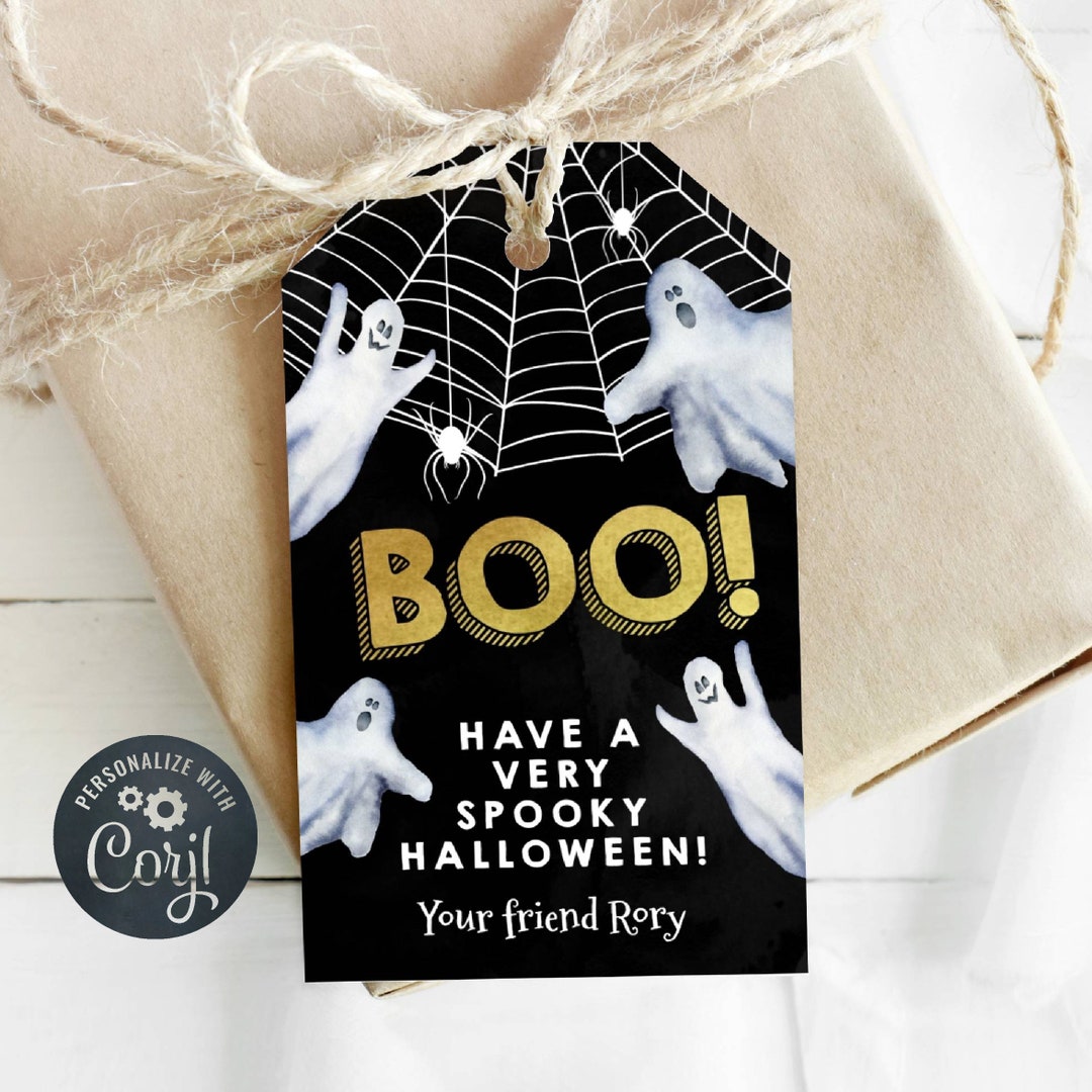 Halloween Boo Gift Tag Template, Printable Spooky Trick or Treat Favor ...