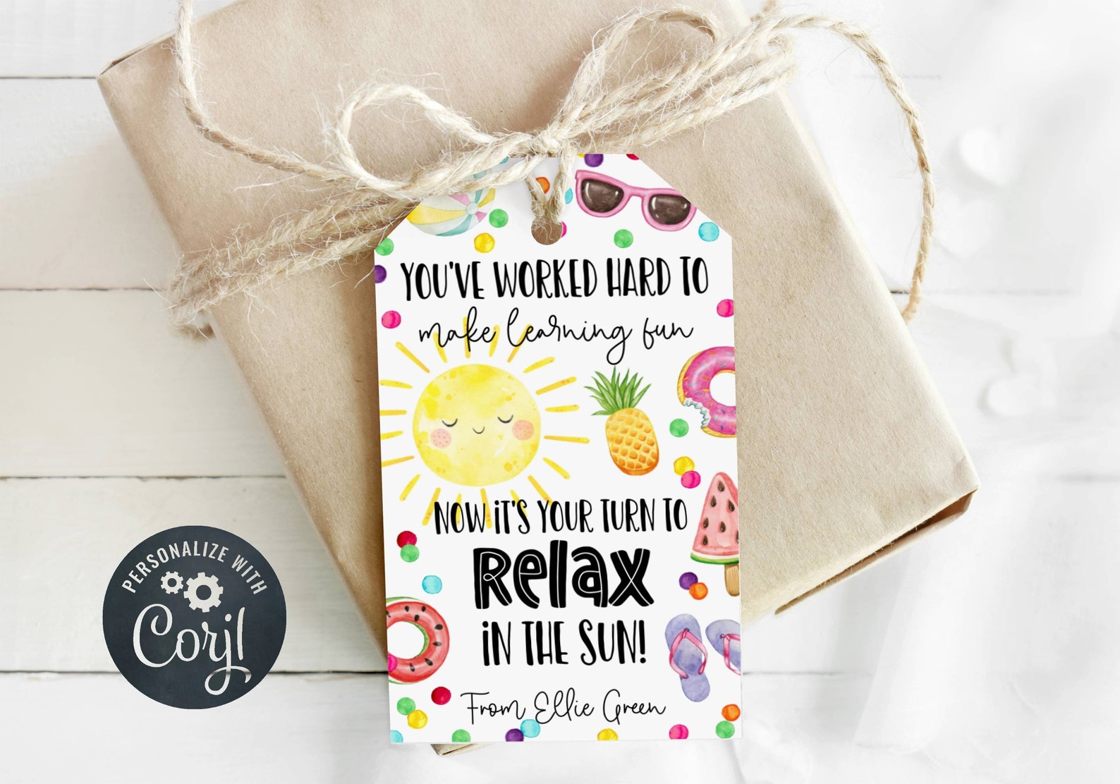Summer Teacher Appreciation Gift Tag Template Printable Your - Etsy