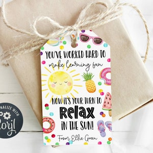 Summer Teacher Appreciation Gift Tag Template Printable Your - Etsy