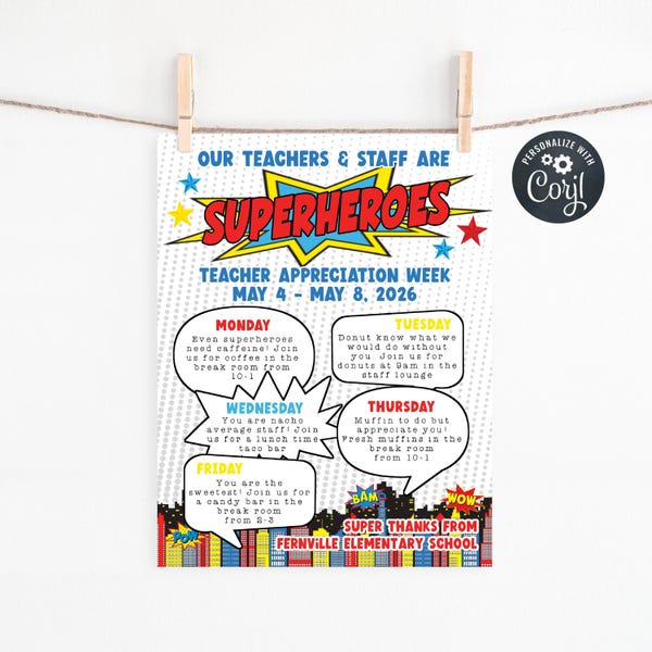 Superhero Teacher Appreciation Theme - Etsy
