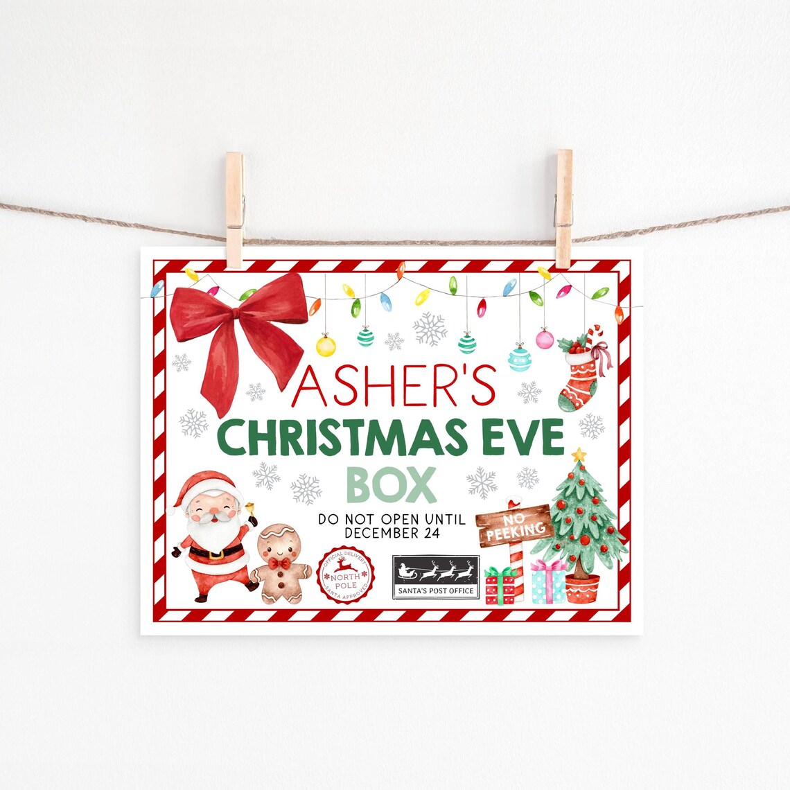 Editable Christmas Eve Box Label Template, Printable Holiday Tradition ...