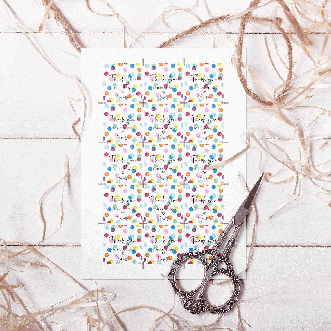 Rainbow Spots Square Favor Tag Template, Printable Thank You for Coming ...