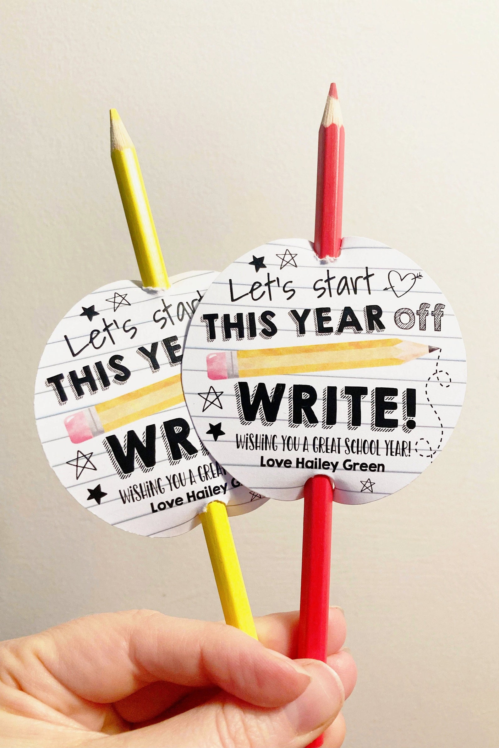 Back to School Pencil Round Gift Tag Template, Printable Let's Start ...