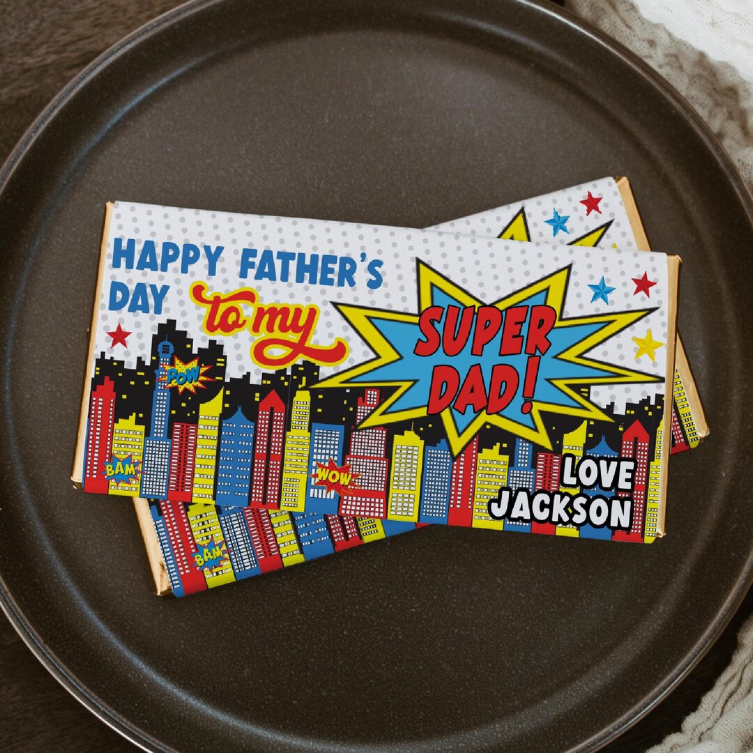 Father's Day Superhero Chocolate Bar Wrapper Template, Printable Super ...